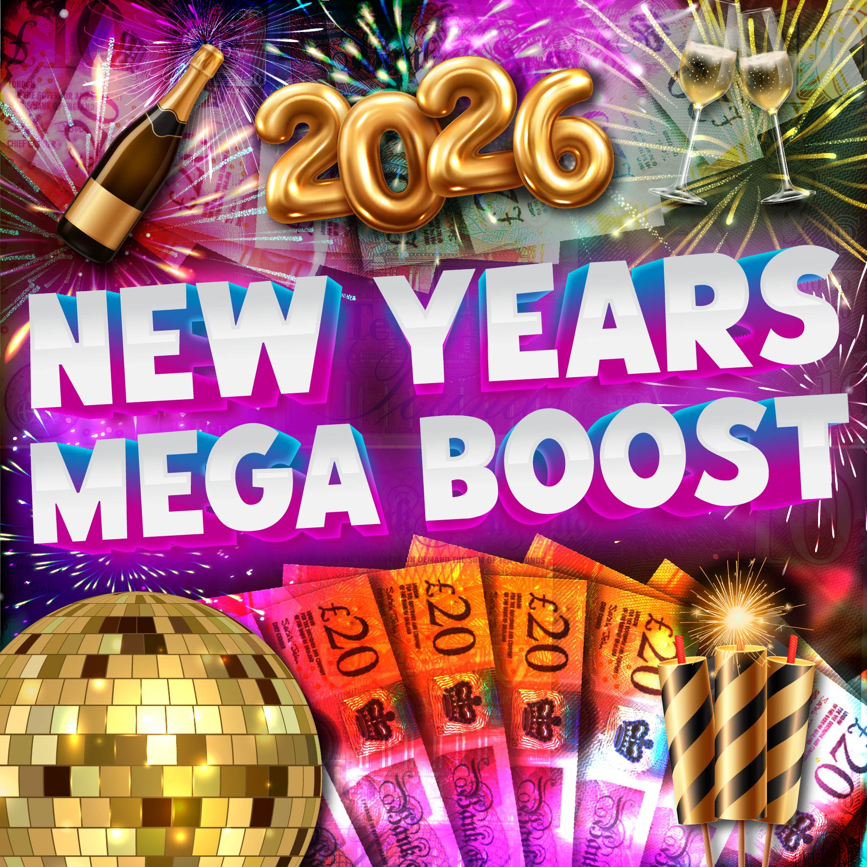 NEW YEAR'S MEGA BOOST INSTANT WIN + £2,500 END PRIZE! - Click Competitions